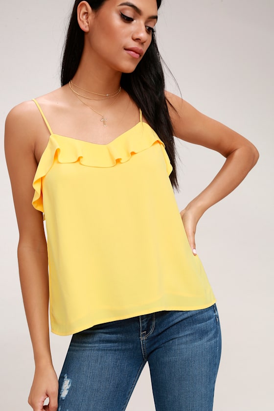 Cute Yellow Top - Ruffled Top - Tank Top - Sleeveless Top - Lulus