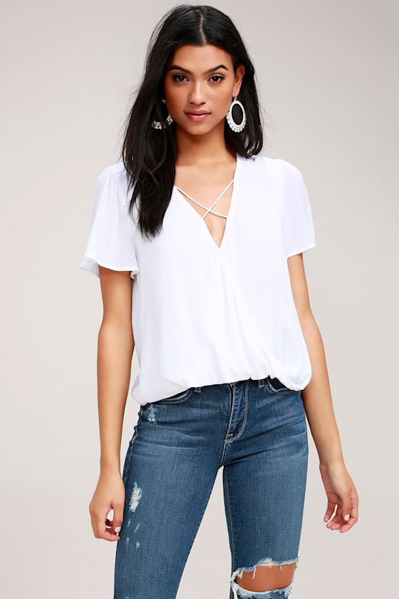 Cute Criss Cross Top - White Surplice Top - White Top - Lulus