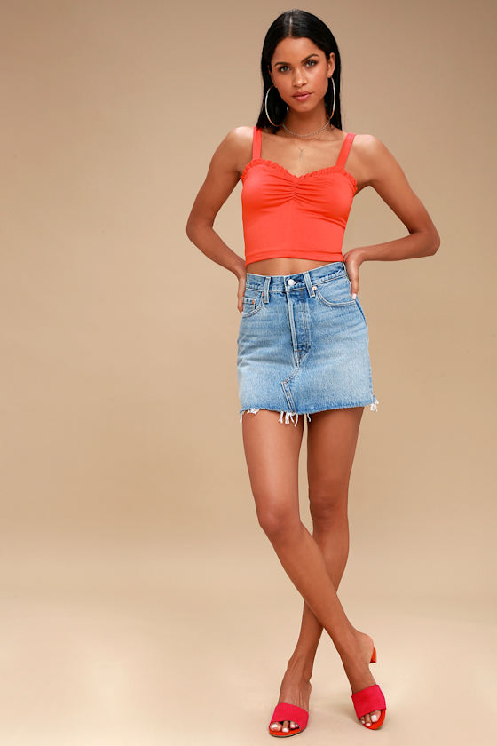 Cute Crop Top - Red Ruffled Top - Coral Red Top - Lulus