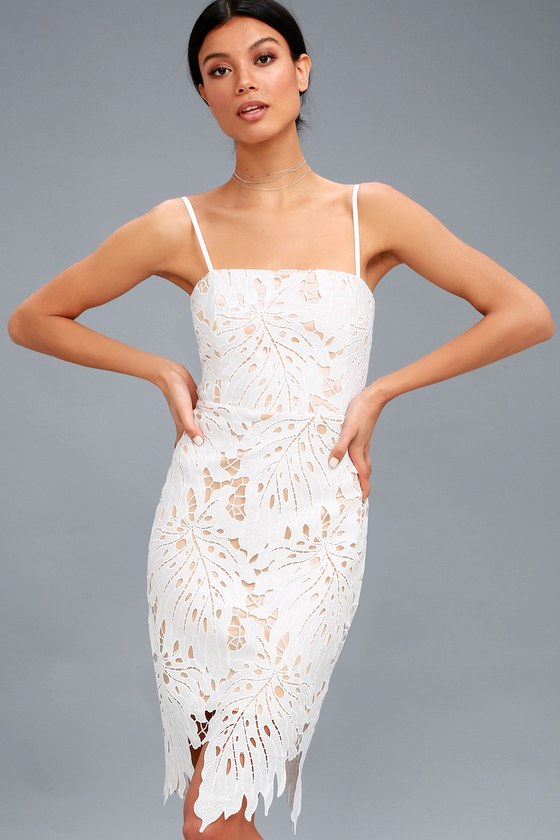 Chic Lace Dress Bodycon Dress White Lace Dress Lulus