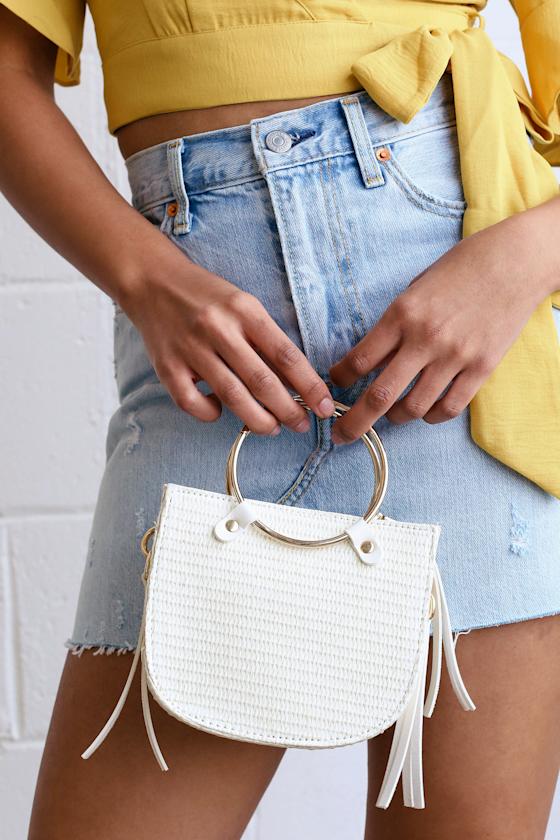 Cute White Woven Mini Bag - Ring Handle Mini Bag - Woven Bag - Lulus
