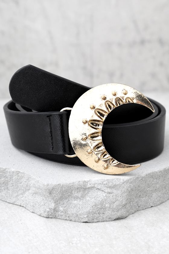 Trendy Black Belt - Crescent Moon Belt - Vegan Leather Belt - $18.00 ...