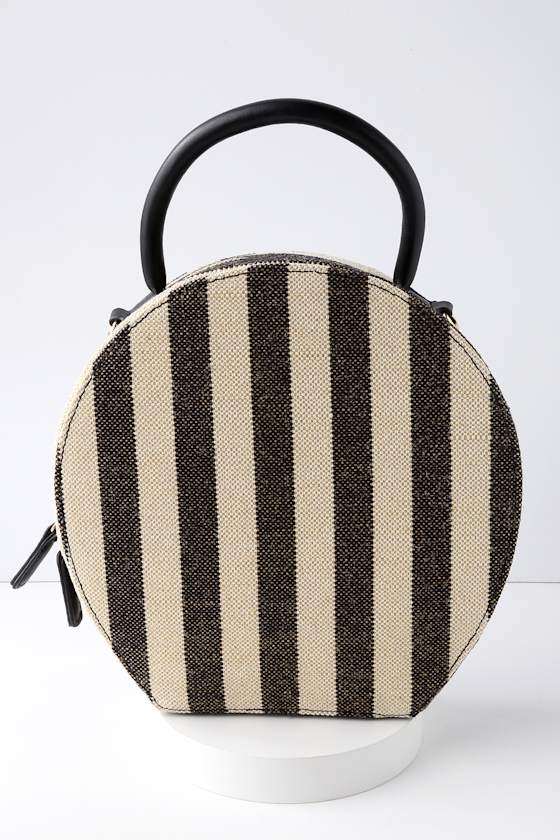 Trendy Striped Purse - Black and Cream Purse - Circle Purse