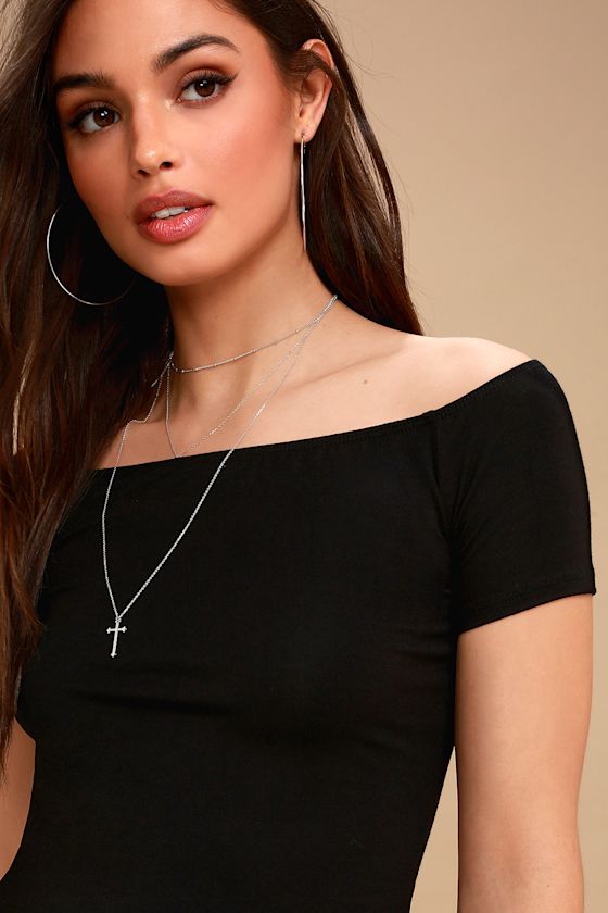 Cute Black T-Shirt - Off-the-Shoulder T-Shirt - OTS Tee - Lulus