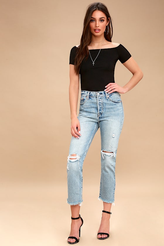 Cute Black T-Shirt - Off-the-Shoulder T-Shirt - OTS Tee - Lulus
