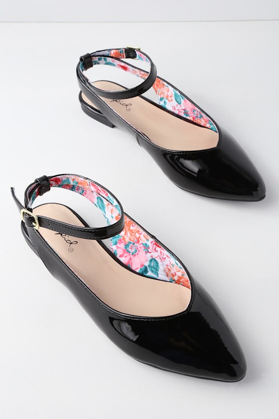 Cute Black Flats - Patent Flats - Ankle Strap Flats - Lulus