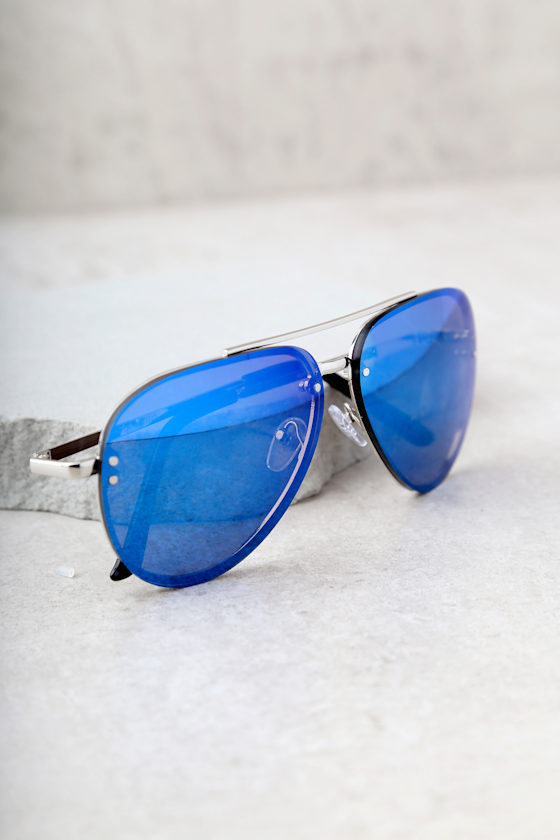Stylish Blue Sunglasses Mirrored Sunglasses Aviator Sunglasses 1200