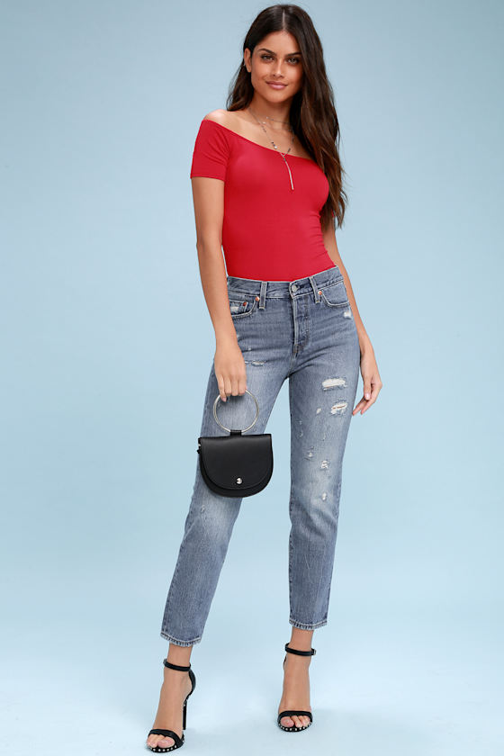 Cute Red T-Shirt - Off-the-Shoulder T-Shirt - OTS Tee - Lulus