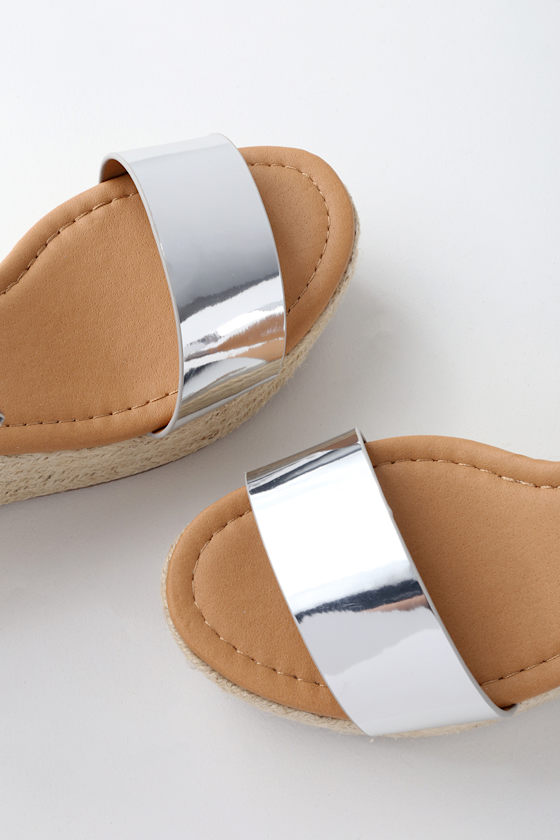 Cute Espadrille Wedges - Silver Wedges - Wedge Sandals