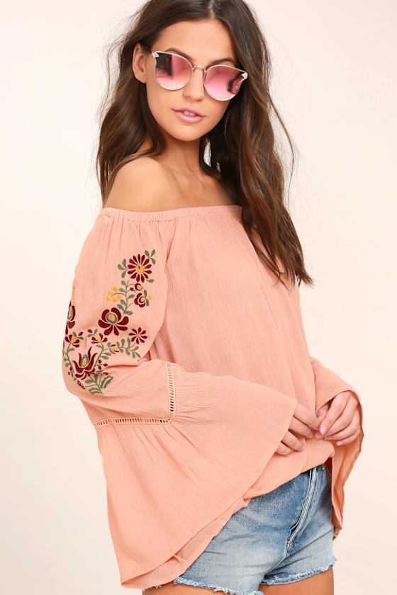 Boho Blush Pink Top - Off-the-Shoulder Top - $44.00 - Lulus