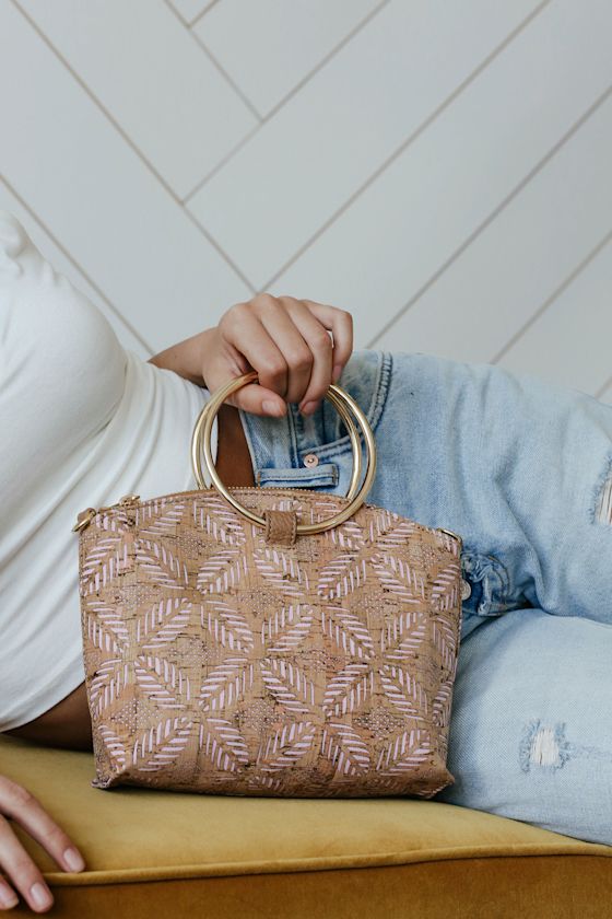 Cute Pink and Cork Purse - Laser-Cut Purse - Gold Ring Purse - Lulus