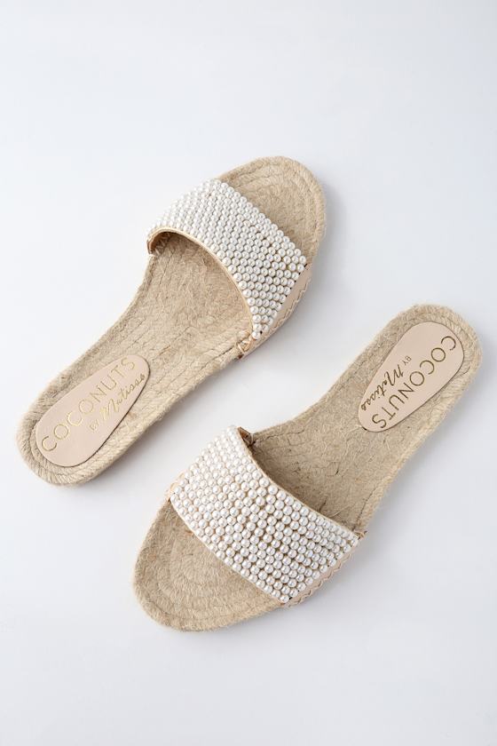 Coconuts Kimay - Pearl Slide Sandals - Espadrille Sandals - Lulus