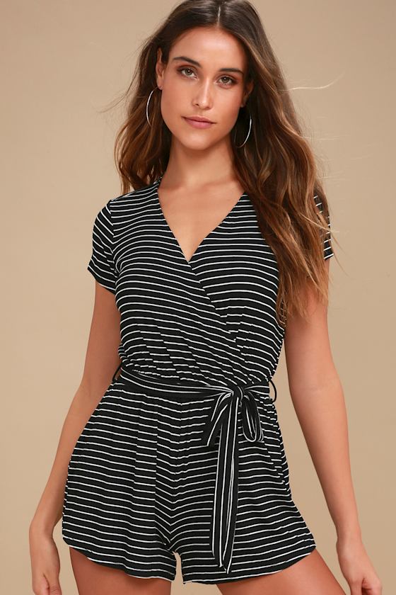 Billabong Romp Stomp - Striped Romper - Black Romper - Lulus