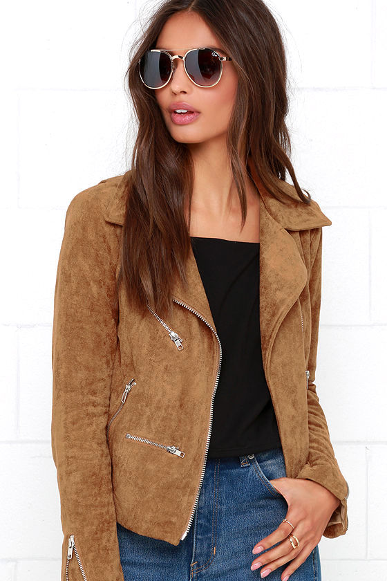 Suede Jacket - Moto Jacket - Tan Jacket - Lulus