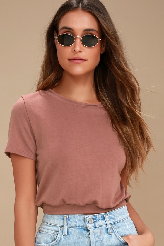 Cute Mauve Pink T Shirt Cropped T Shirt Basic Tee Lulus