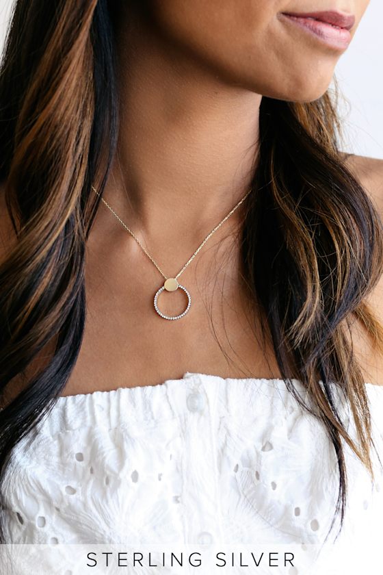 Chic Gold Necklace - Rhinestone Necklace - Circle Necklace - Lulus
