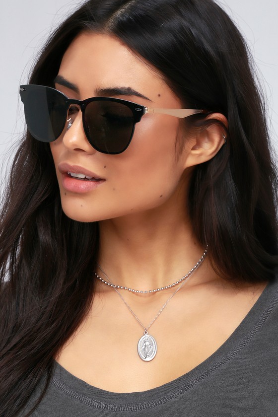 Chic Gold And Black Sunglasses Frameless Sunglasses Lulus