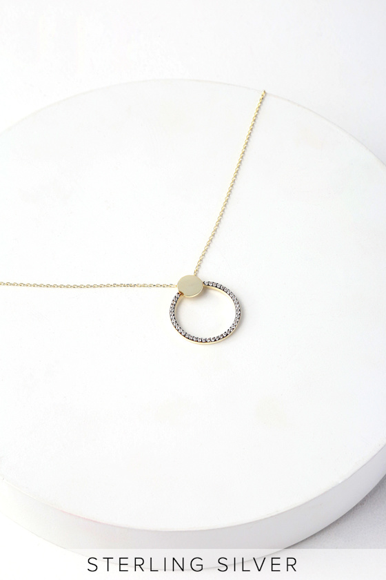 Chic Gold Necklace - Rhinestone Necklace - Circle Necklace - Lulus