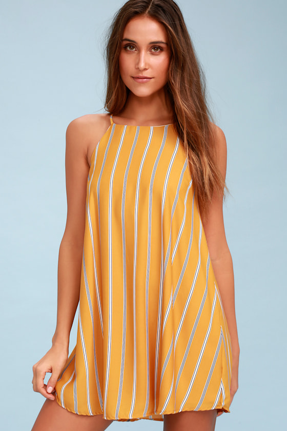 Cute Yellow Dress - Striped Dress - Shift Dress - Mini Dress - Lulus