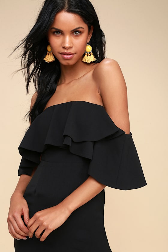 Cute Black Dress Off The Shoulder Dress Bodycon Dress