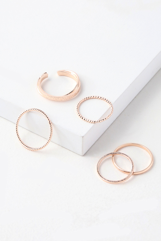 Chic Ring Set - Rose Gold Ring Set - Dainty Ring Set - Lulus