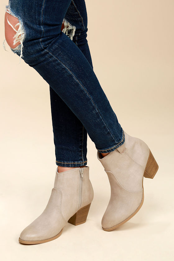 Cute Ankle Booties - Vegan Booties - Beige Booties - Lulus