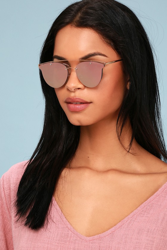 Perverse Mae Rose Gold And Pink Mirrored Sunglasses Lulus