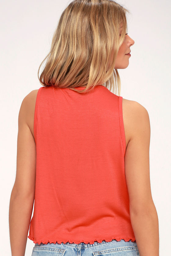 Cute Coral Orange Top - Tank Top - Crop Top - Ribbed Top - Lulus