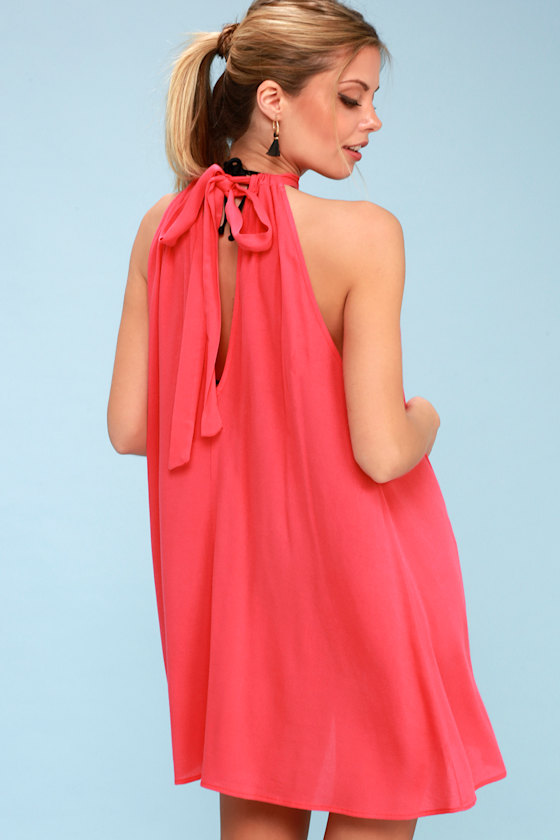 Cute Coral Pink Cover-Up - Swim Cover-Up - Shift Dress - Lulus