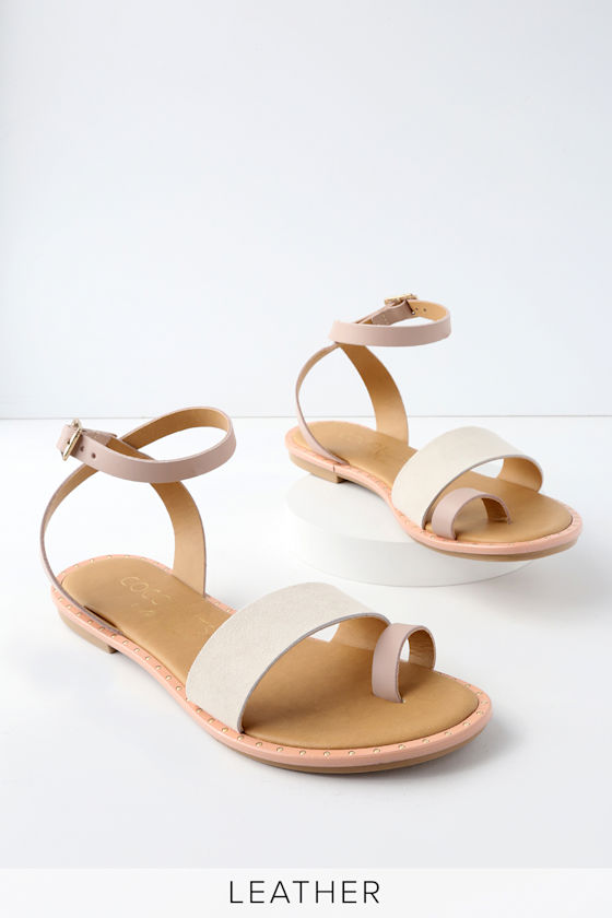 Coconuts Sundown - Pink Leather Sandals - Flat Sandals - Lulus
