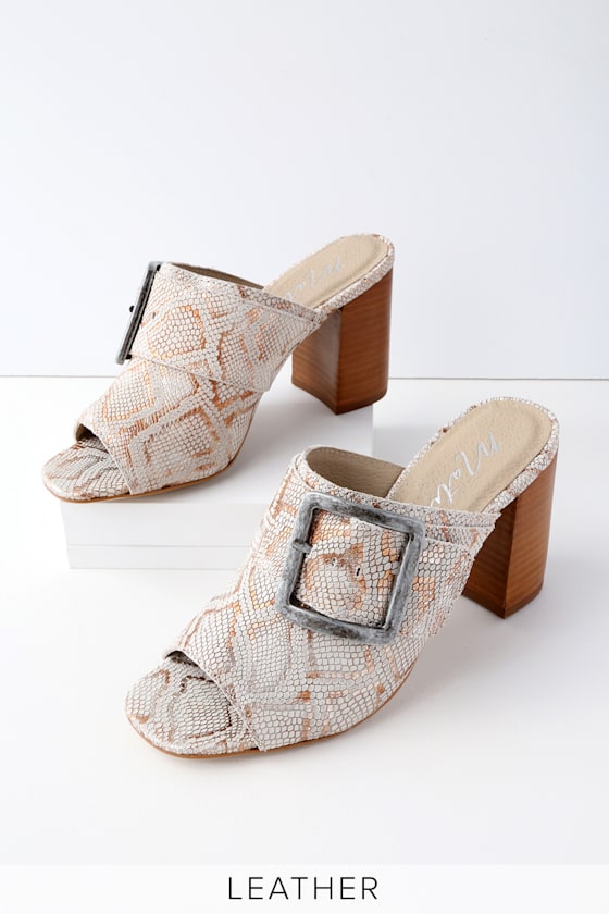 Matisse Beatrice - Rose Gold Snake Mules - Leather Mules - Lulus