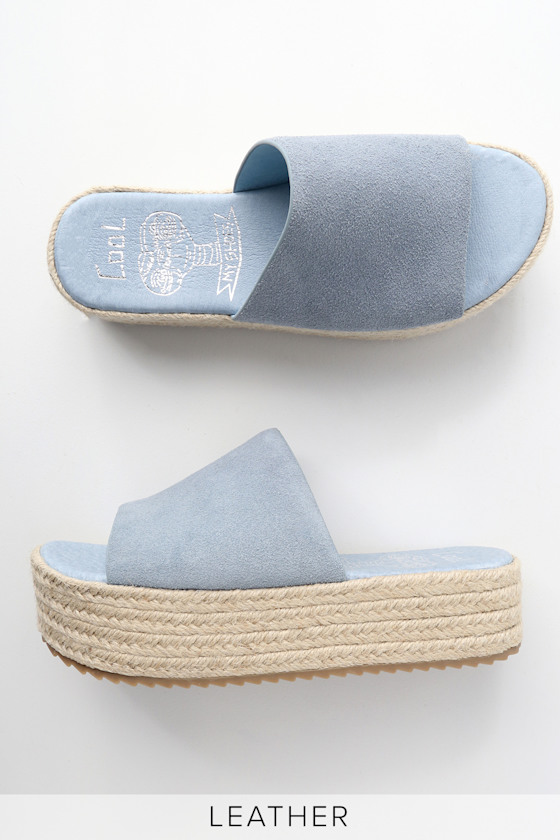 Coolway Bory - Blue Espadrille Slides - Flatform Slides - Lulus