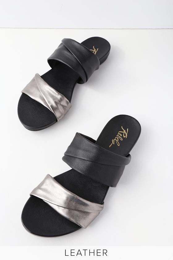 Rebels Scout - Black Slide Sandals - Leather Slide Sandals - Lulus