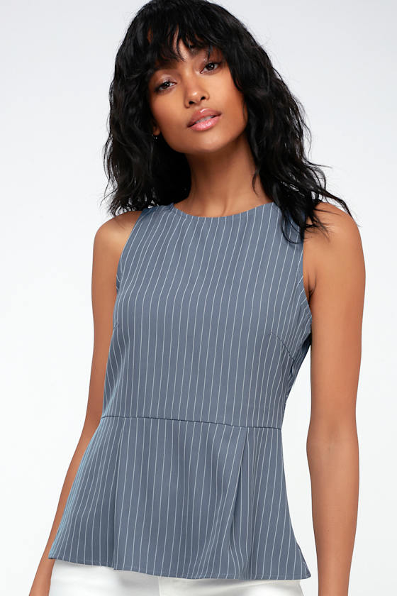 Chic Blue Striped Top - Peplum Top - Pinstripe Top - Lulus