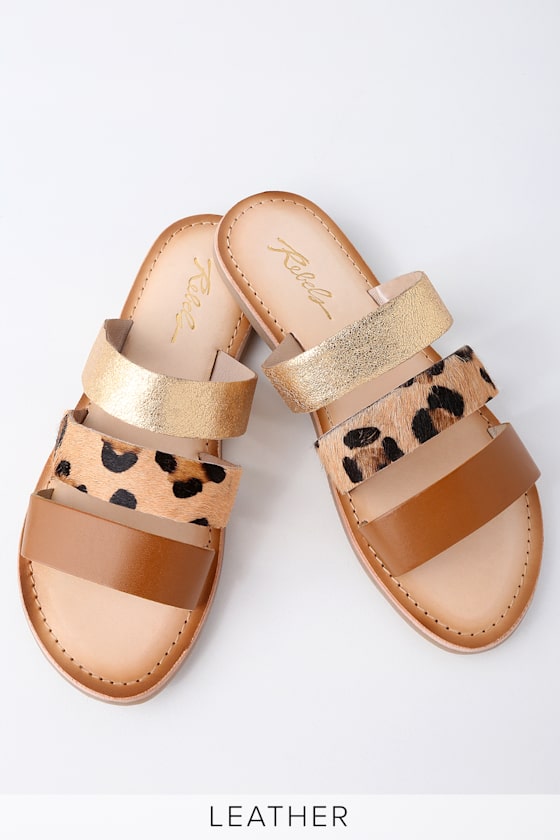 Rebels Jaylen - Leather Slide Sandals - Strappy Slides - Lulus