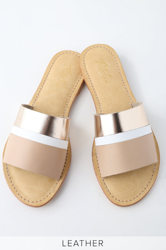 Rebels Harmony - Leather Slide Sandals - Blush Slide Sandals - Lulus