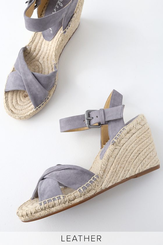 Splendid Fairfax - Grey Suede Leather Espadrilles - Wedges - Lulus