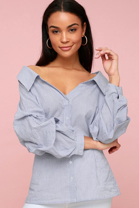 Chic Blue and White Top - Striped Top - Long Sleeve Top - Lulus