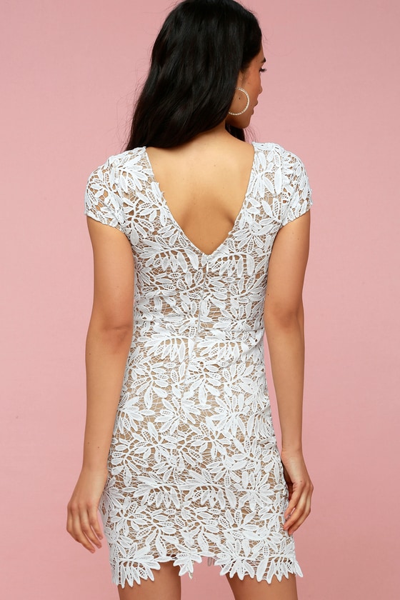Lovely White Dress Bodycon Dress Lace Dress Lulus