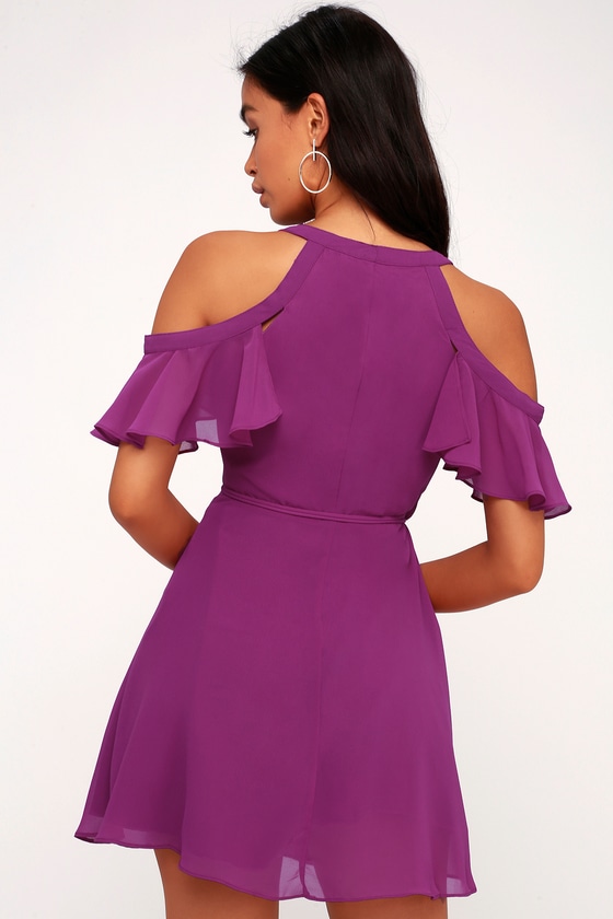 Stunning Magenta Dress Wrap Dress Off The Shoulder Dress Lulus