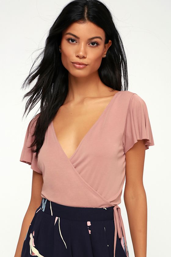 Chic Top - Office Chic Top - Mauve Top - Wrap Top - Lulus