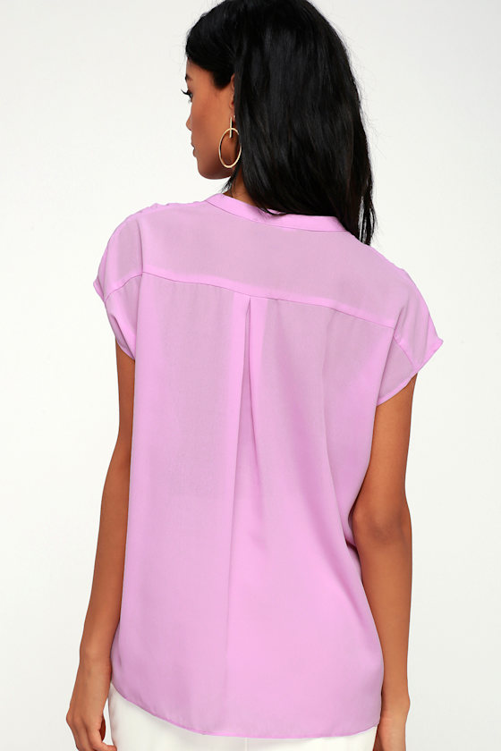 Lavender Top - Button-Up Top - Short Sleeve Top - Lulus