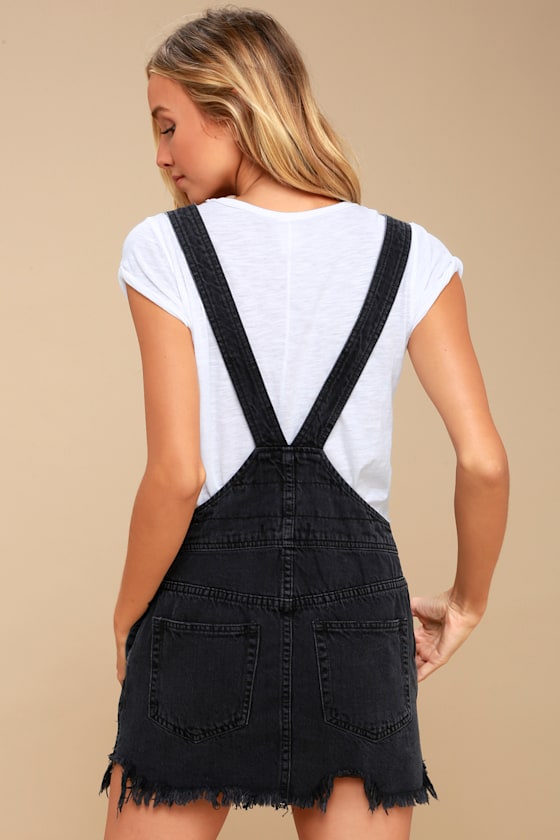 Free People Torn Up - Washed Black Distressed Denim Jumper - Lulus