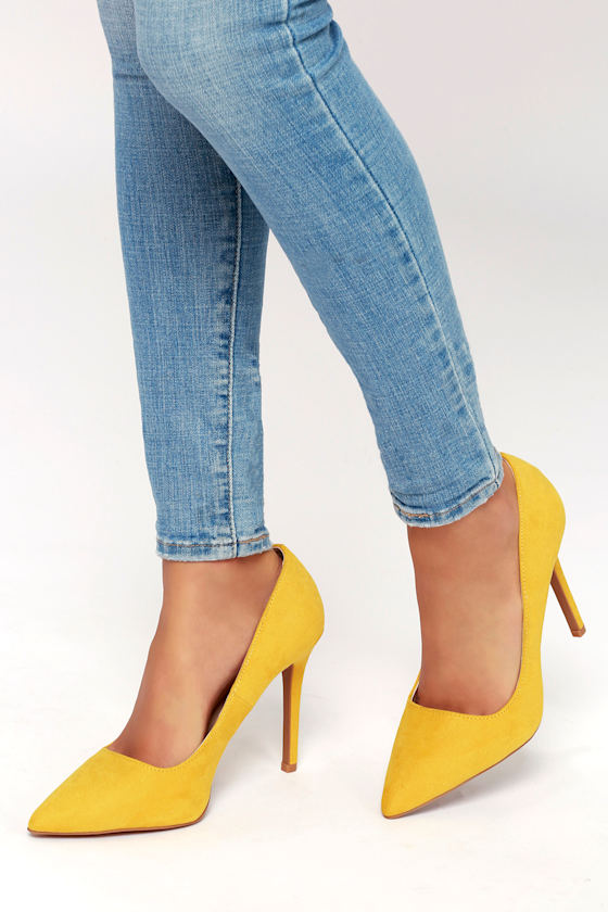 Chic Vegan Pumps - Yellow Suede Pumps - Classic Pumps - Lulus