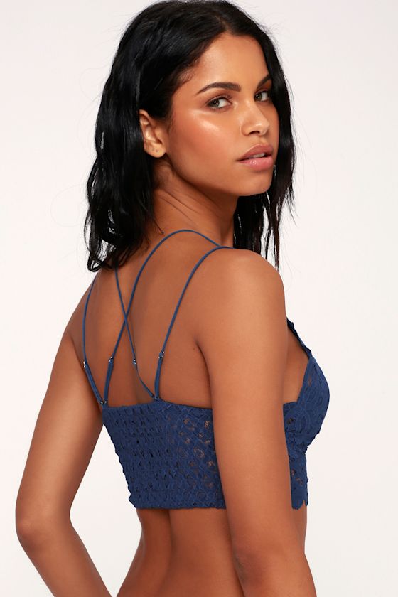 Free People Adella Blue Bra Crochet Lace Bralette Lulus