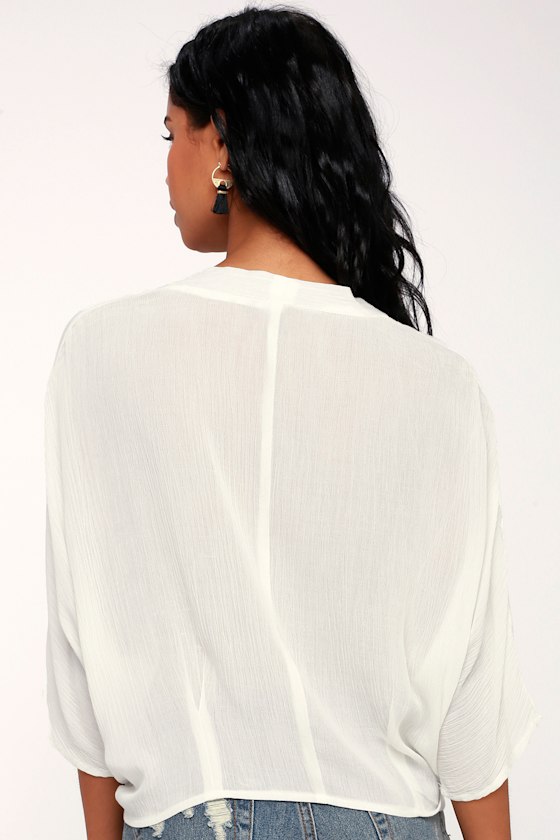 Chic White Top - Tie-Front Top - Button-Up Top - Lulus