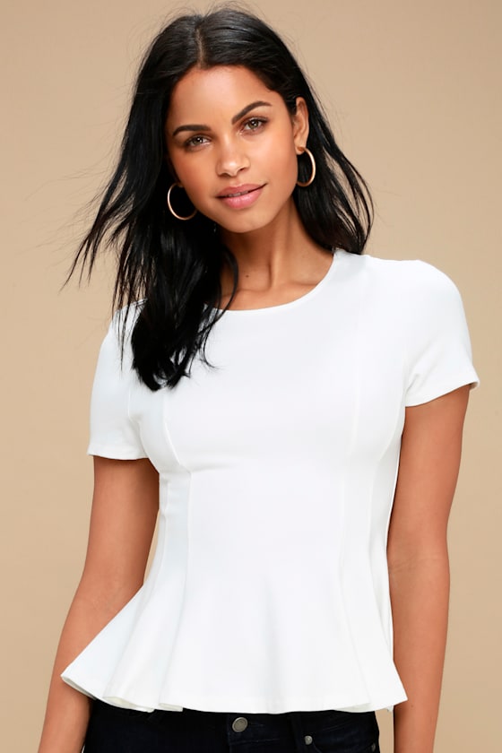 Chic White Top - Peplum Top - Short Sleeve Top - Lulus