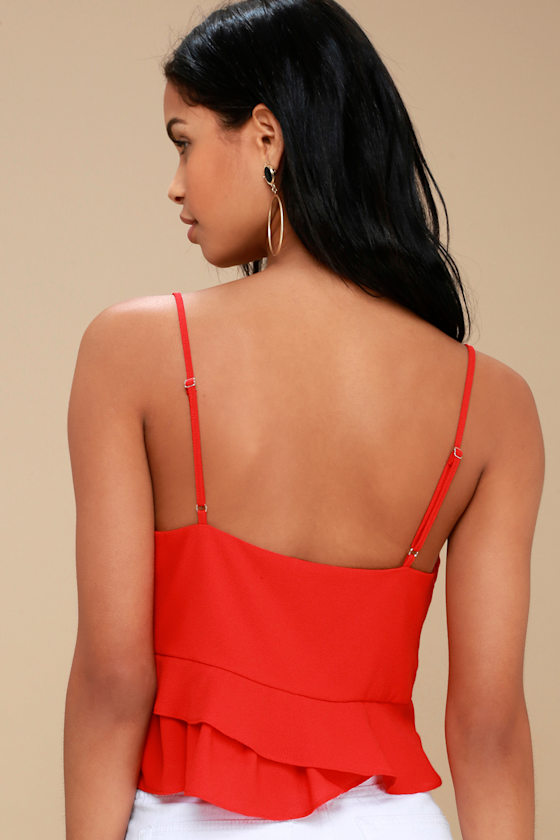 Cute Red Crop Top - Ruffled Crop Top - Sleeveless Crop Top - Lulus