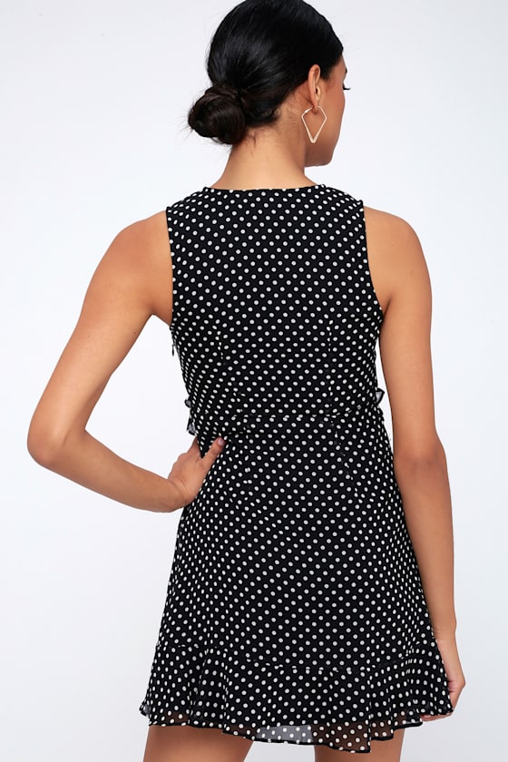 Cute Black Polka Dot Mini Dress - Ruffled Polka Dot Dress - Lulus
