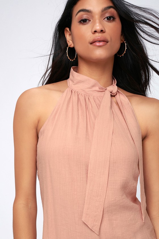 Chic Blush Pink Top Sleeveless Top Halter Top Lulus